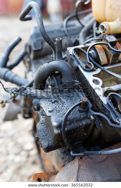Broken Disassembled Car Engine Vertical Shot Stock Photo (Edit Now ...