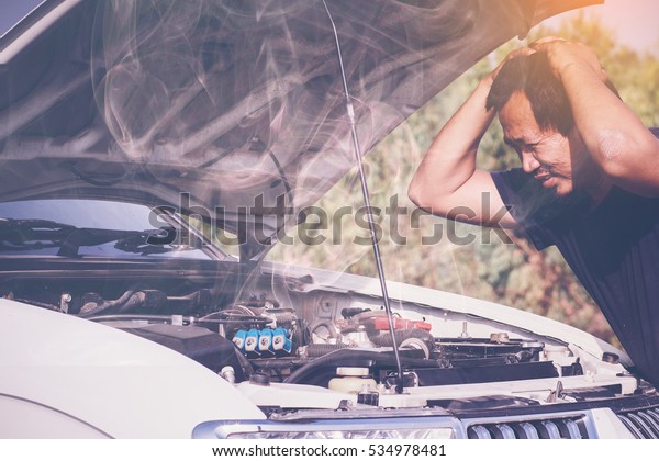 Broken Down Car Engine Open Smoking Stock Photo 534978481 | Shutterstock