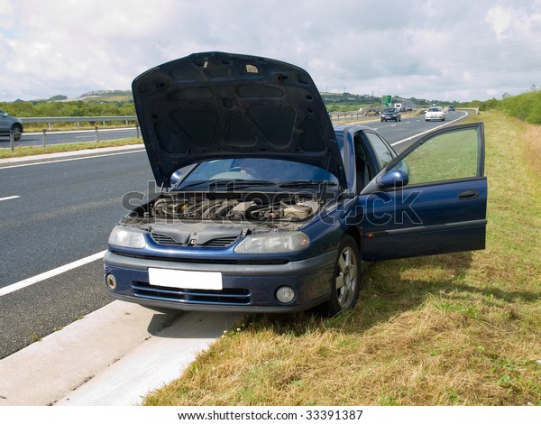 Broken Down Car On Side Busy Stock Photo (Edit Now) 33391387