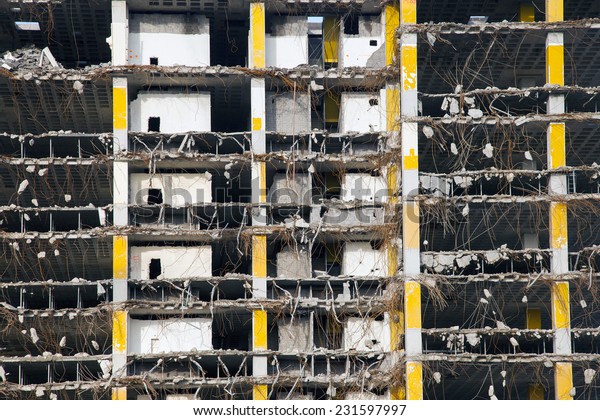 Broken Down Large Building During Demolition Stock Photo 231597997 ...