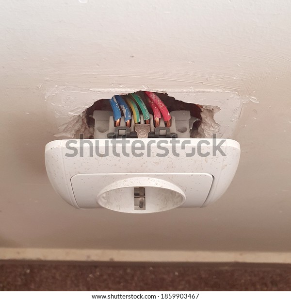 Broken Electrical Socket Wall Fell Out Stock Photo 1859903467 ...