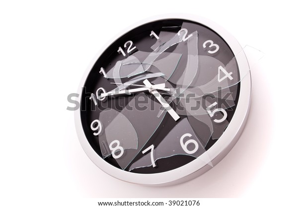 Broken Wall Clock Over White Background Stock Photo 39021076 | Shutterstock