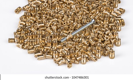 Bronze Threaded Inserts On White Background Stock Photo 1047486301 ...