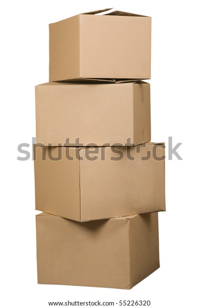 Brown Cardboard Boxes Arranged Stack On Stock Photo (Edit Now) 55226320
