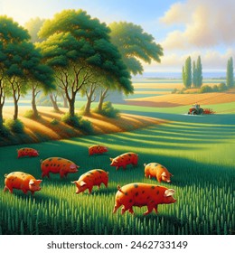 Bucolic Fields Bathed Soft Sunlight Few AI-generated image 2462733185 ...