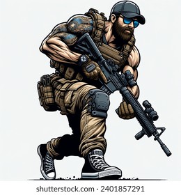 Buff Special Forces Guy Beard Wearing AI-generated image 2401850713 ...