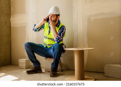 746 Construction site person with phone and tools Images, Stock Photos ...