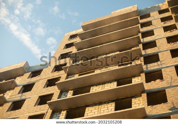 Building House Multistorey Building Without Cladding Stock Photo ...