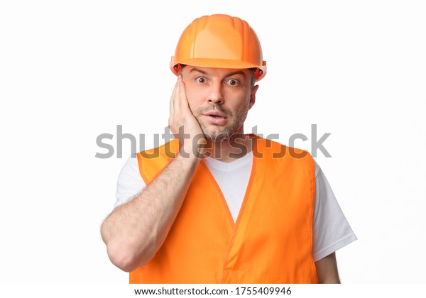 Building Problems Confused Construction Worker Touching Stock Photo ...