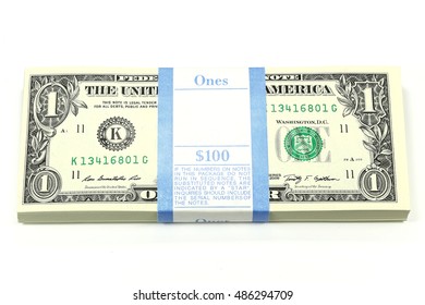 Bundle 1 Dollar Notes Isolated On Stock Photo 486294709 | Shutterstock