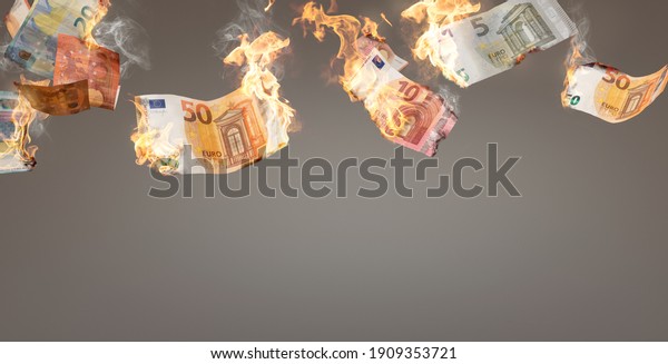 Burning Euro Banknotes Falling Down Stock Photo 1909353721 | Shutterstock
