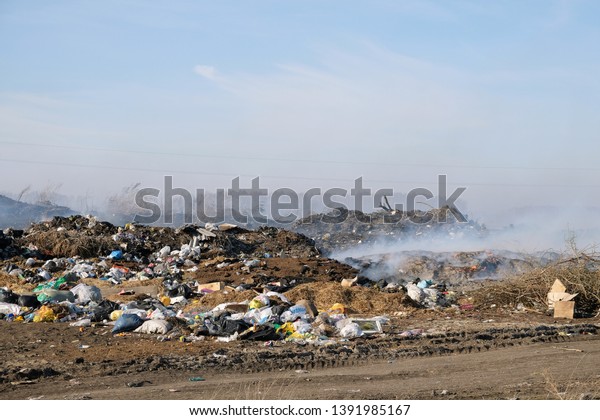 Burning Garbage Dump Pollutes Environment Strong Stock Photo (Edit Now ...