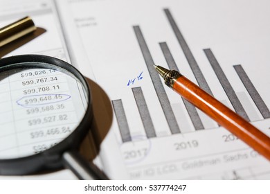 Business Documents Analysis Calculation Graphics Chart Stock Photo ...