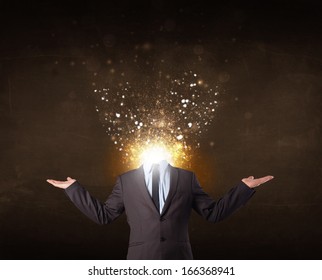 Business Man Glowing Exploding Head Concept Stock Photo 241273051 ...