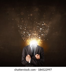 Business Man Glowing Exploding Head Concept Stock Photo 241273051 ...