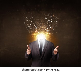 Business Man Glowing Exploding Head Concept Stock Photo 194767883 ...