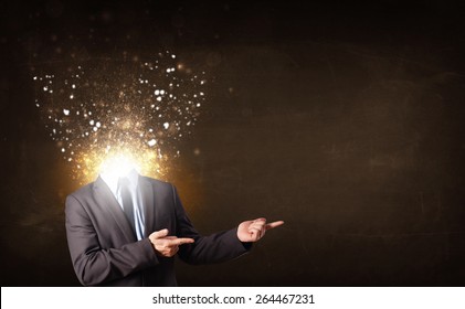 Business Man Glowing Exploding Head Concept Stock Photo 260706314 ...