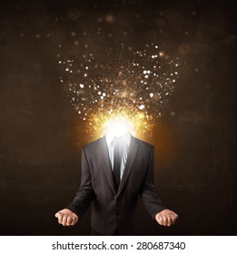 Business Man Glowing Exploding Head Concept Stock Photo 280687340 ...