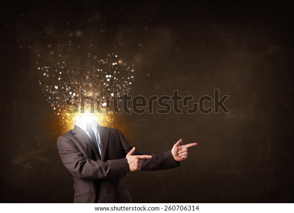 Business Man Glowing Exploding Head Concept Stock Photo 260706314 ...
