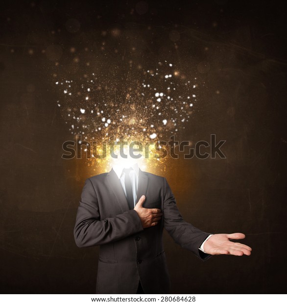 Business Man Glowing Exploding Head Concept Stock Photo 280684628 ...