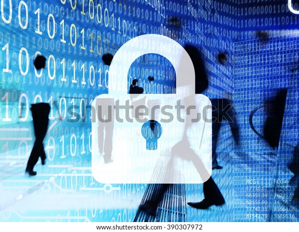Business People Binary Code Lock Security Stock Photo (Edit Now) 390307972