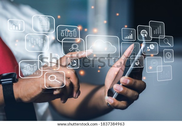 Business People Using Virtual Interfaces Via Stock Photo 1837384963 ...