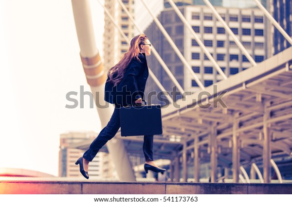 Business Woman Carrying Briefcase Happy Work Stock Photo (Edit Now ... Business Woman Carrying Briefcase Happy Work Stock Photo (Edit Now ...