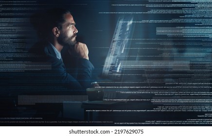 Businessman Cyber Security Coding Programmer Vision Stock Photo ...