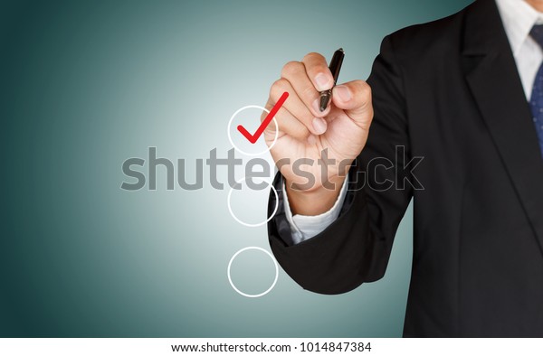 Businessman Hand Checking Checklist Boxes On Stock Photo 1014847384 ...