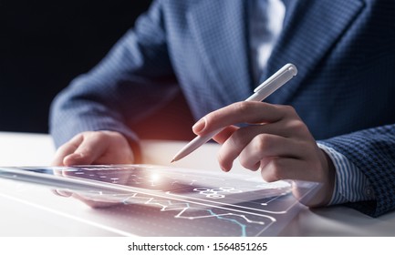 Businessman Hands Using Tablet Computer Digital Stock Photo 1564851265 ...