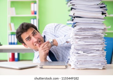 Businessman Having Problems Paperwork Workload Stock Photo 1155449182 ...
