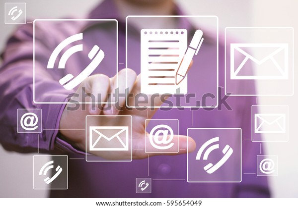 Businessman Push Button File Network Email Stock Photo 595654049 ...