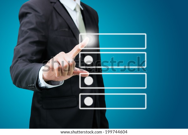 Businessman Touch Checking Mark Checklist Marker Stock Photo 199744604 ...