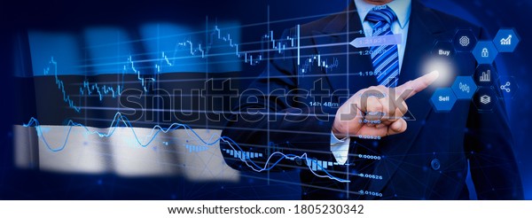 Businessman Touching Data Analytics Process System Stock Photo ...