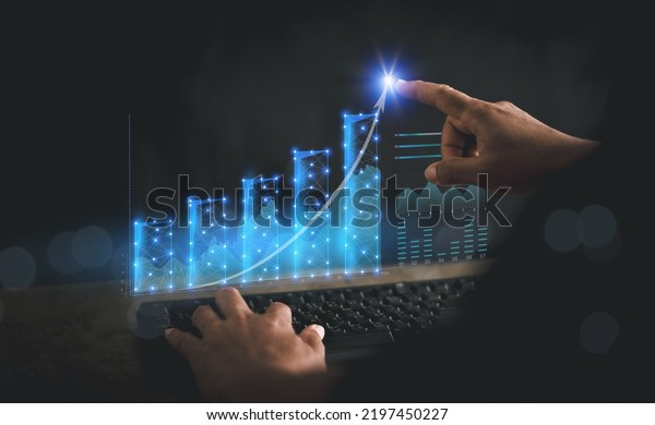 Businessman Using Computer Analyze Graph Investment Stock Photo ...