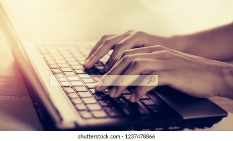 Businessman Using Computer Technology Searching System Stock Photo ...