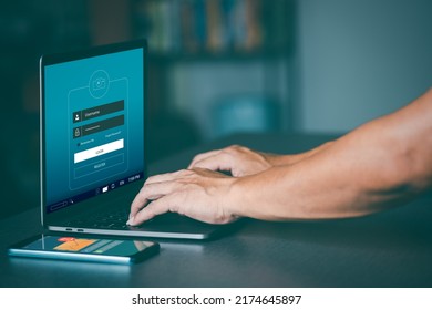 Businessman Using Laptop Computer Encryption Cybersecurity Stock Photo ...