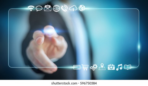 Businessman Using Tactile Interface Web Address Stock Photo 596750384 ...