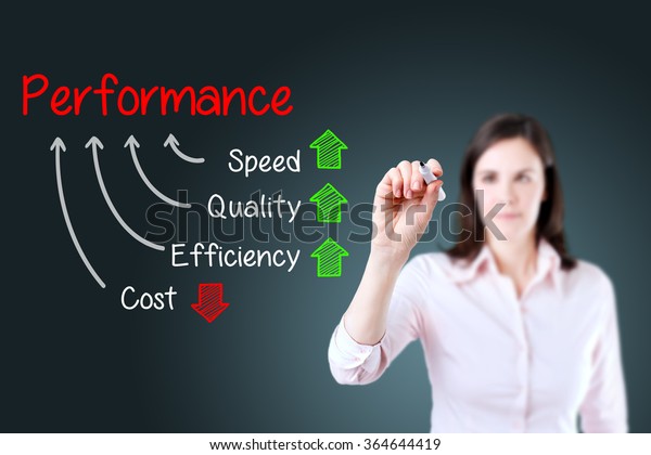 Businesswoman Writing Performance Concept Increase Quality Stock Photo ... Businesswoman Writing Performance Concept Increase Quality Stock Photo ...