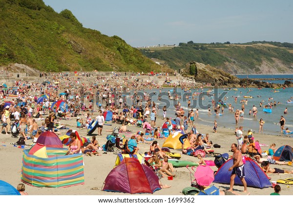 Busy Beach Stock Photo (Edit Now) 1699362