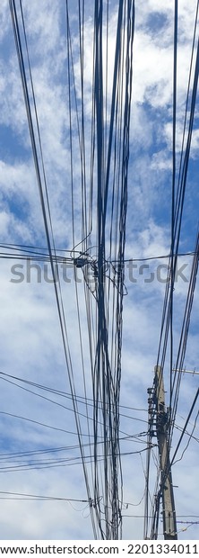 Cable Electric Wire Power Pole Nature Stock Photo 2201334011 | Shutterstock