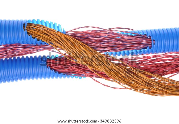 Cables Corrugated Cable Casing Pipes Electrical Stock Photo 349832396 ...