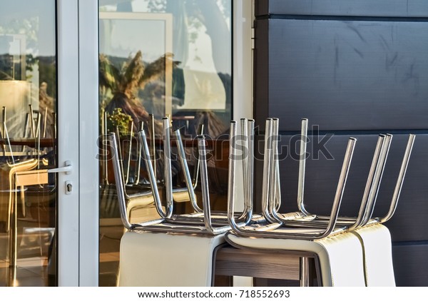 Cafeteria Table Chairs Turned Upside Down Stock Photo 718552693 ...