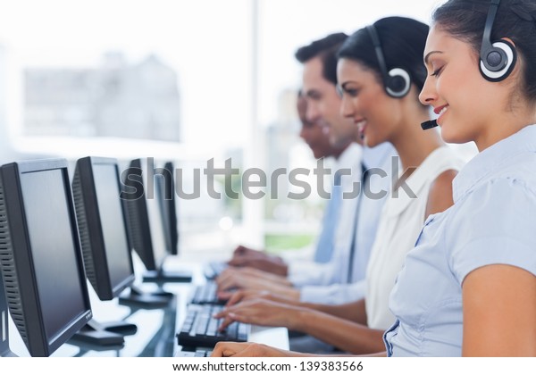 Call Centre Workers Working Line Their Stock Photo (Edit Now) 139383566