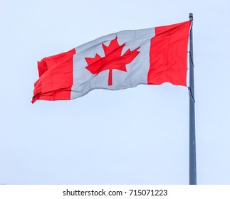 Canada Flag Front Clear Blue Sky Stock Photo (Edit Now) 654776290