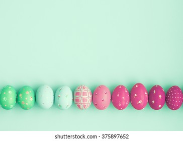 Candy Color Easter Eggs Over Mint Stock Photo 375897652 | Shutterstock