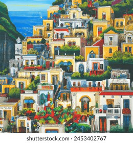 Capri House Pattern Seamless AI-generated image 2453406401 | Shutterstock