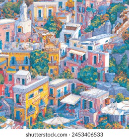 Capri House Pattern Seamless AI-generated image 2453406401 | Shutterstock