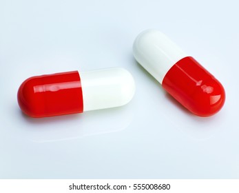 Two Red White Capsules Isolated On Stock Photo (Edit Now) 1661411329