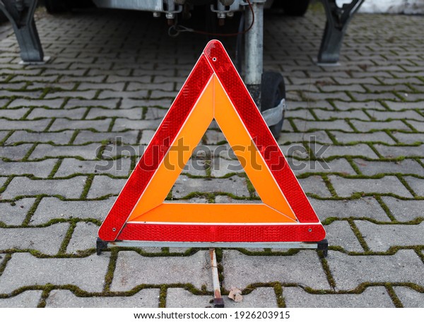 Car Reflective Triangular Parking Warning Sign Stock Photo 1926203915 ...